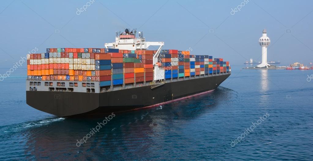 Jeddah Port Control Tower and container ship Stock Photo by ©Igor-SPb ...