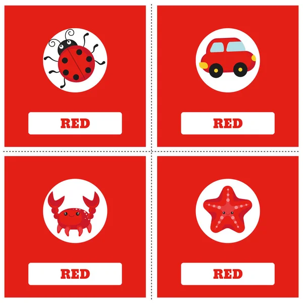 Learn Color Red Objects Education Set Illustration Primary Colors Stock ...