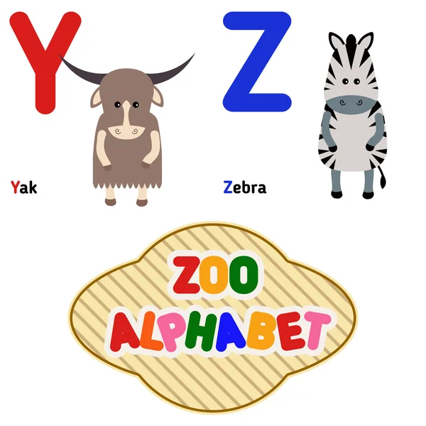 Funny zoo animals kid's alphabet. Hand drawn ink colorful style. Stock ...
