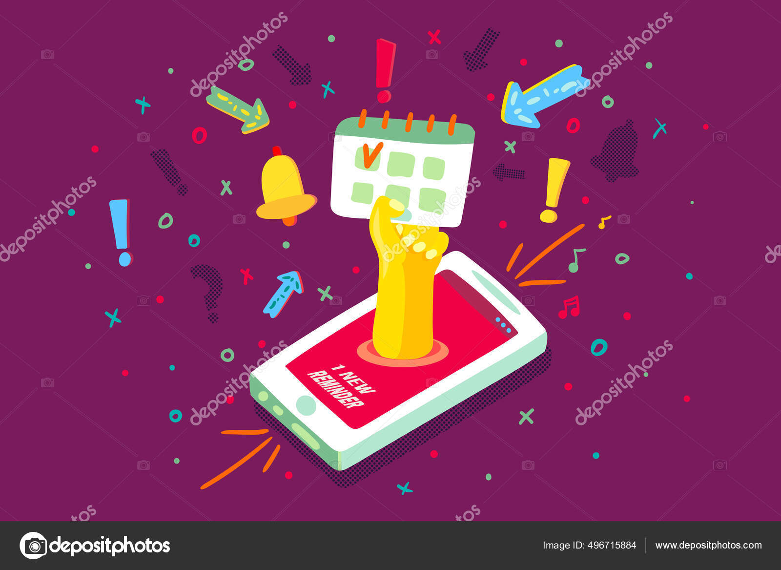 Mobile phone device calendar notification vector Stock Vector by ...