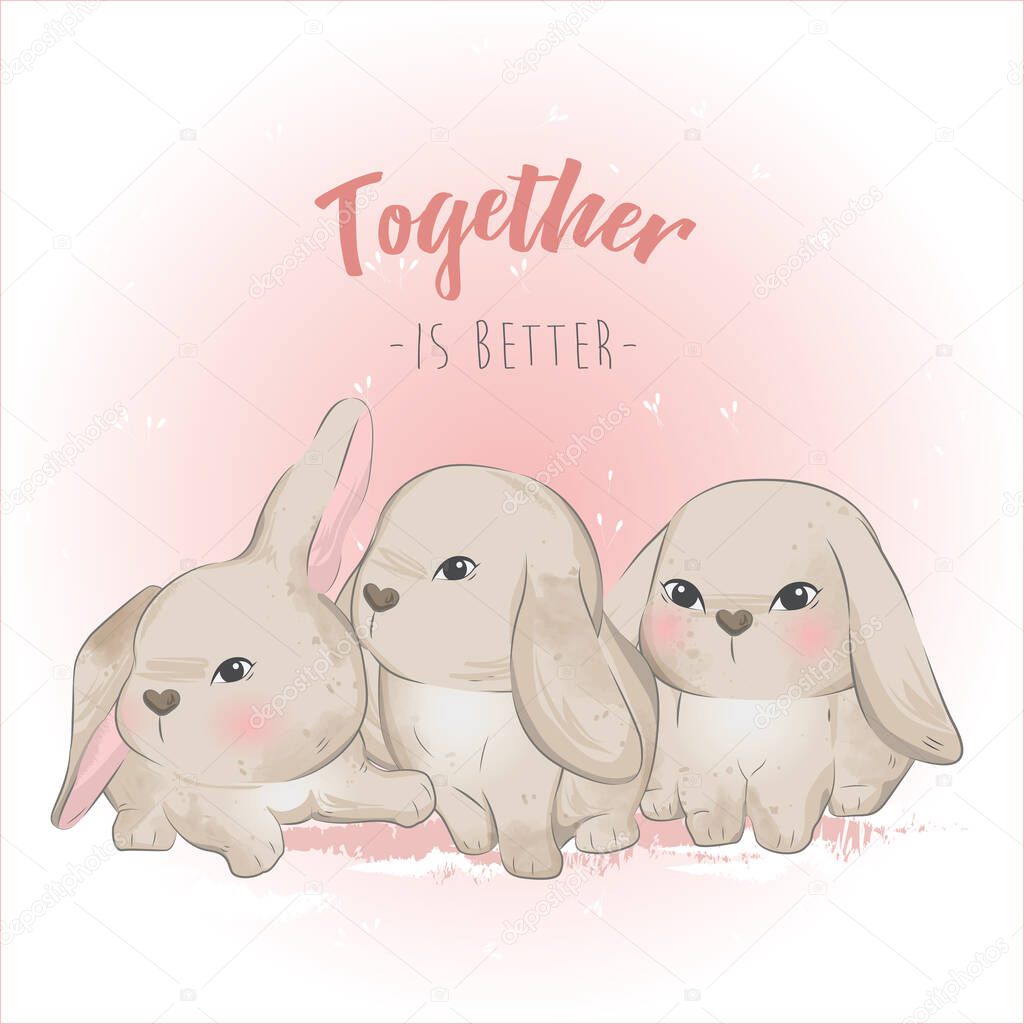 ilustraci n de dibujos animados vector de tres conejos y juntos es mejor escribir 2024
