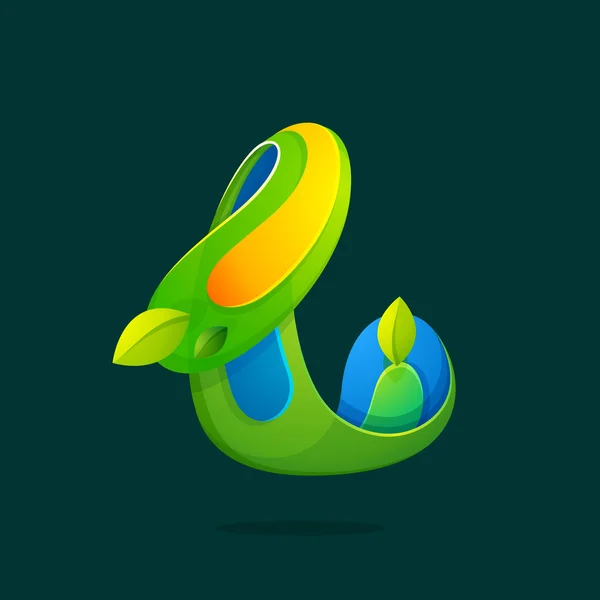 V letter with green leaves eco logo. ⬇ Vector Image by © kaer_dstock ...