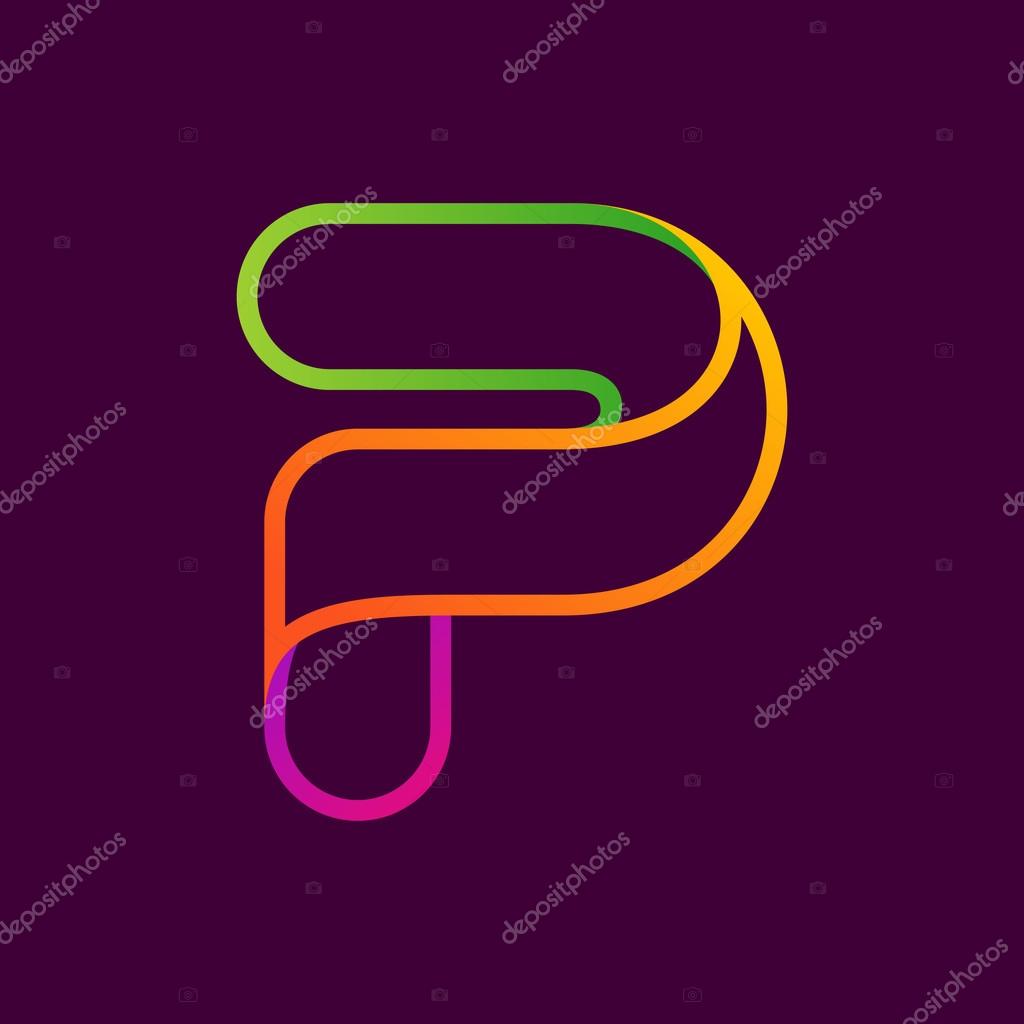 P letter one line neon colorful logo. Stock Vector Image by ©kaer ...
