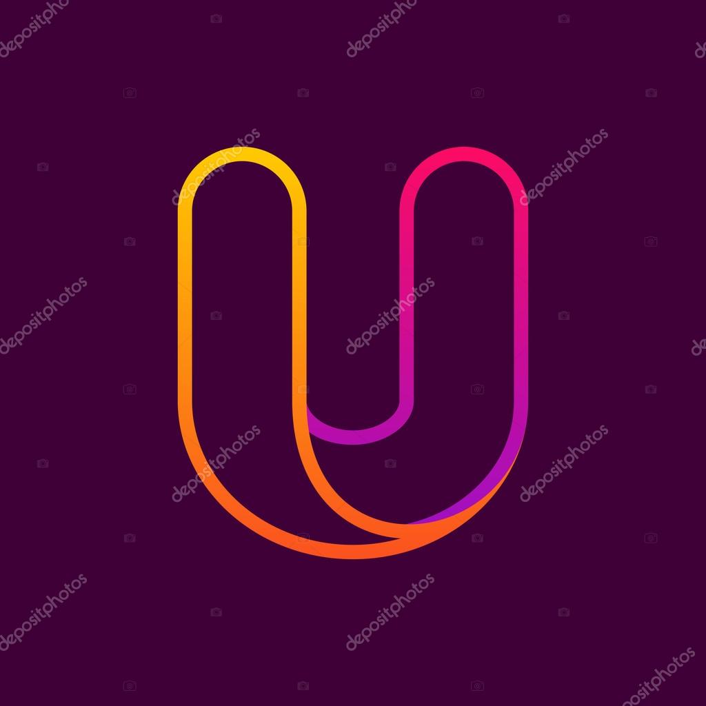U letter one line neon colorful logo. Stock Vector Image by ©kaer ...