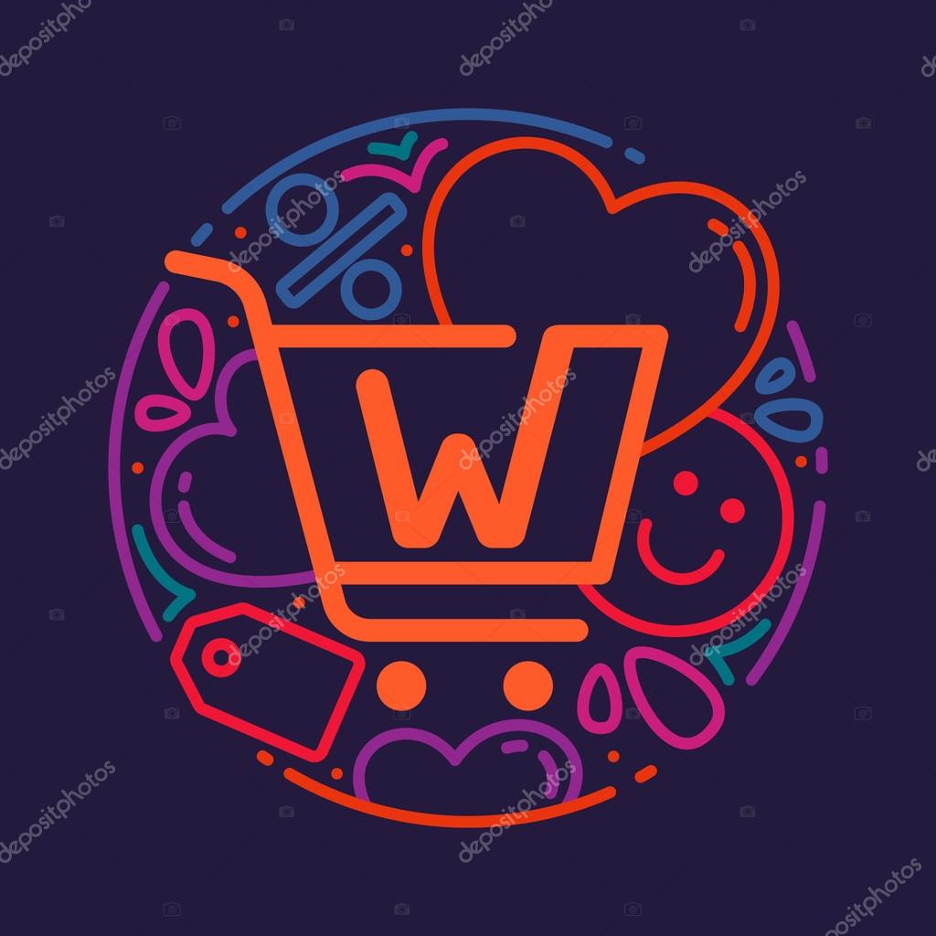 W letter logo with shopping cart icon Stock Illustration by ©kaer ...