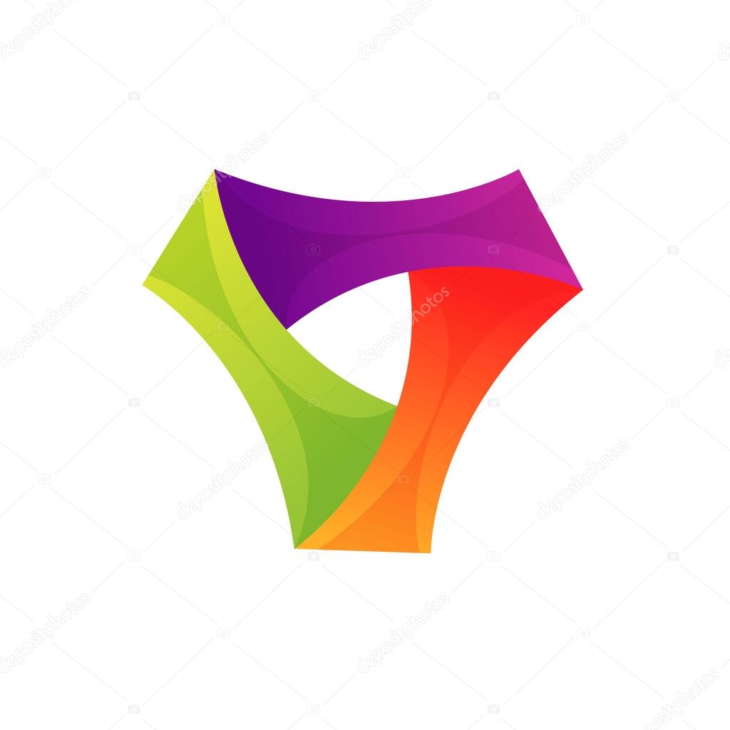 Logotipo triangular. Ícone de loop infinito triplo . imagem vetorial de ...