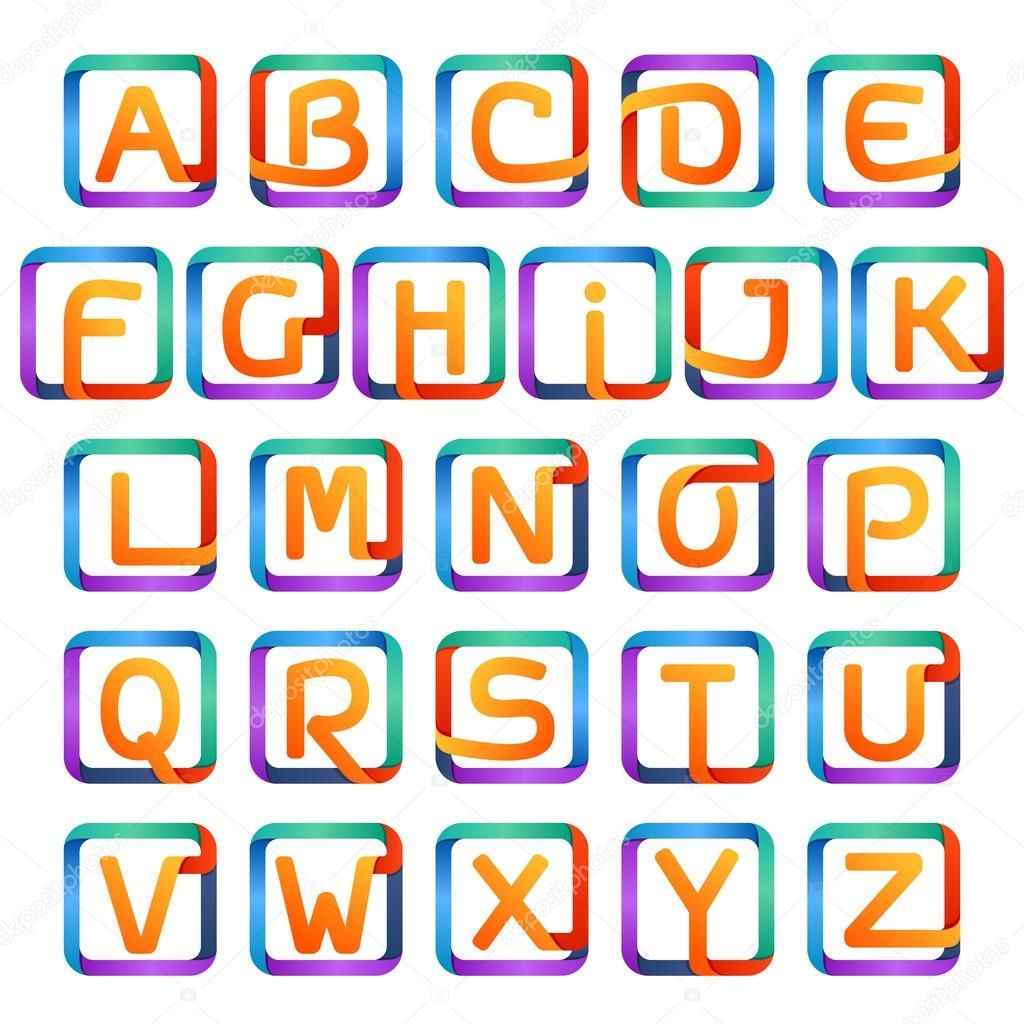 Colorful one line letters in square set. Stock Vector by ©kaer_dstock ...