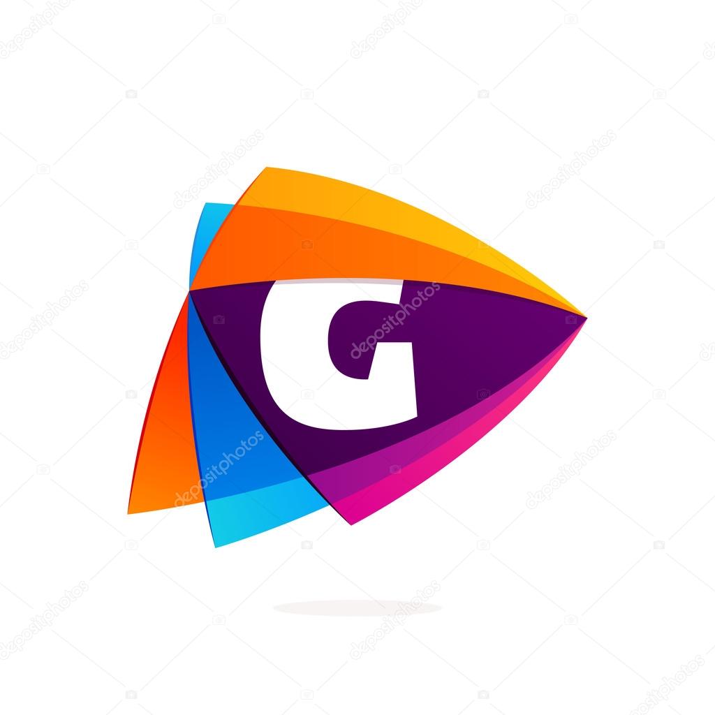 Logotipo da letra G no ícone do botão Play. Ícone de intersecção ...