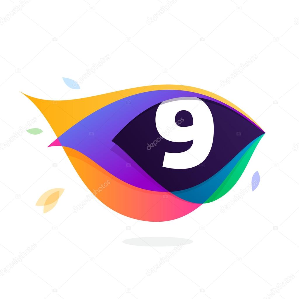 Number nine logo in peacock feather icon. Stock Vector by ©kaer_dstock ...