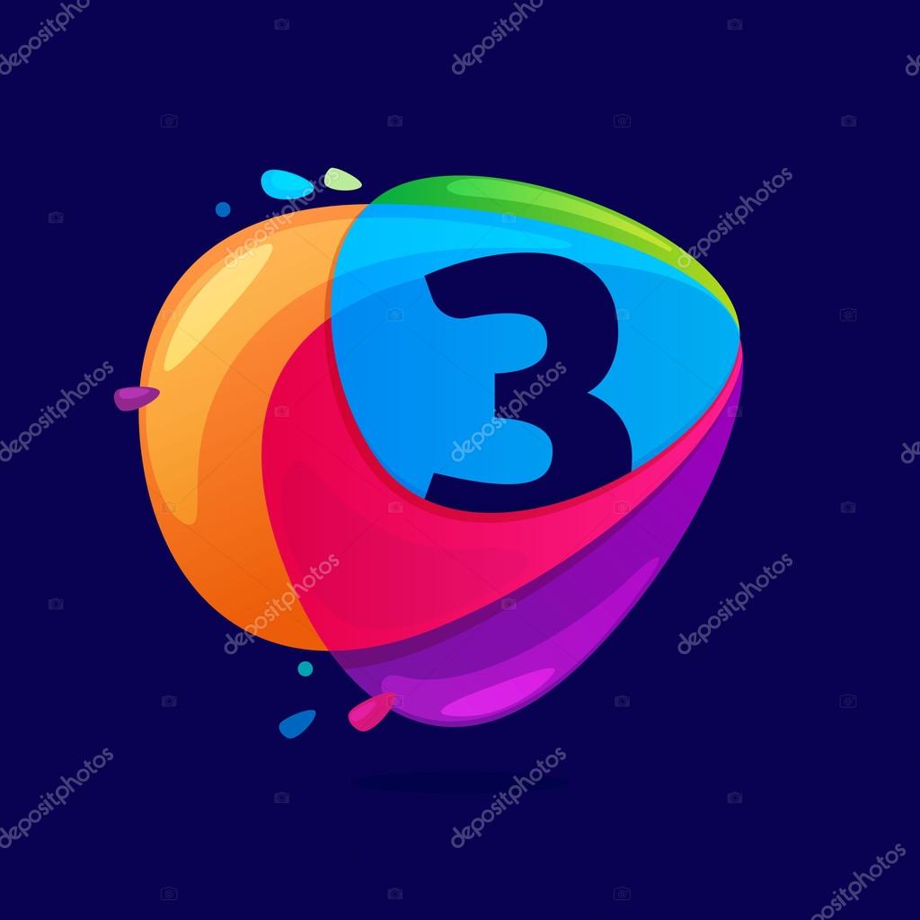 Number three logo in triangle intersection icon. Stock Vector by ©kaer ...