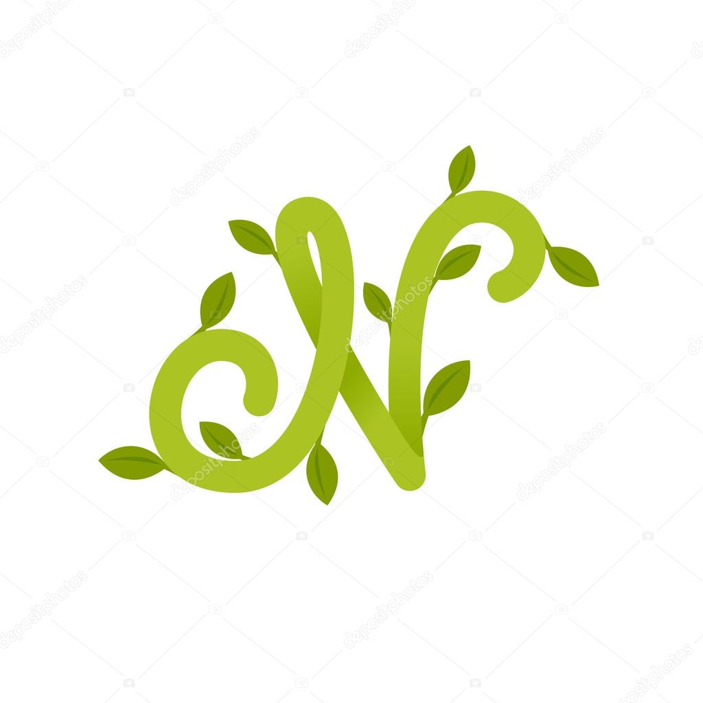 Letra N logo con hojas verdes . Vector de stock por ©kaer_dstock 114881480