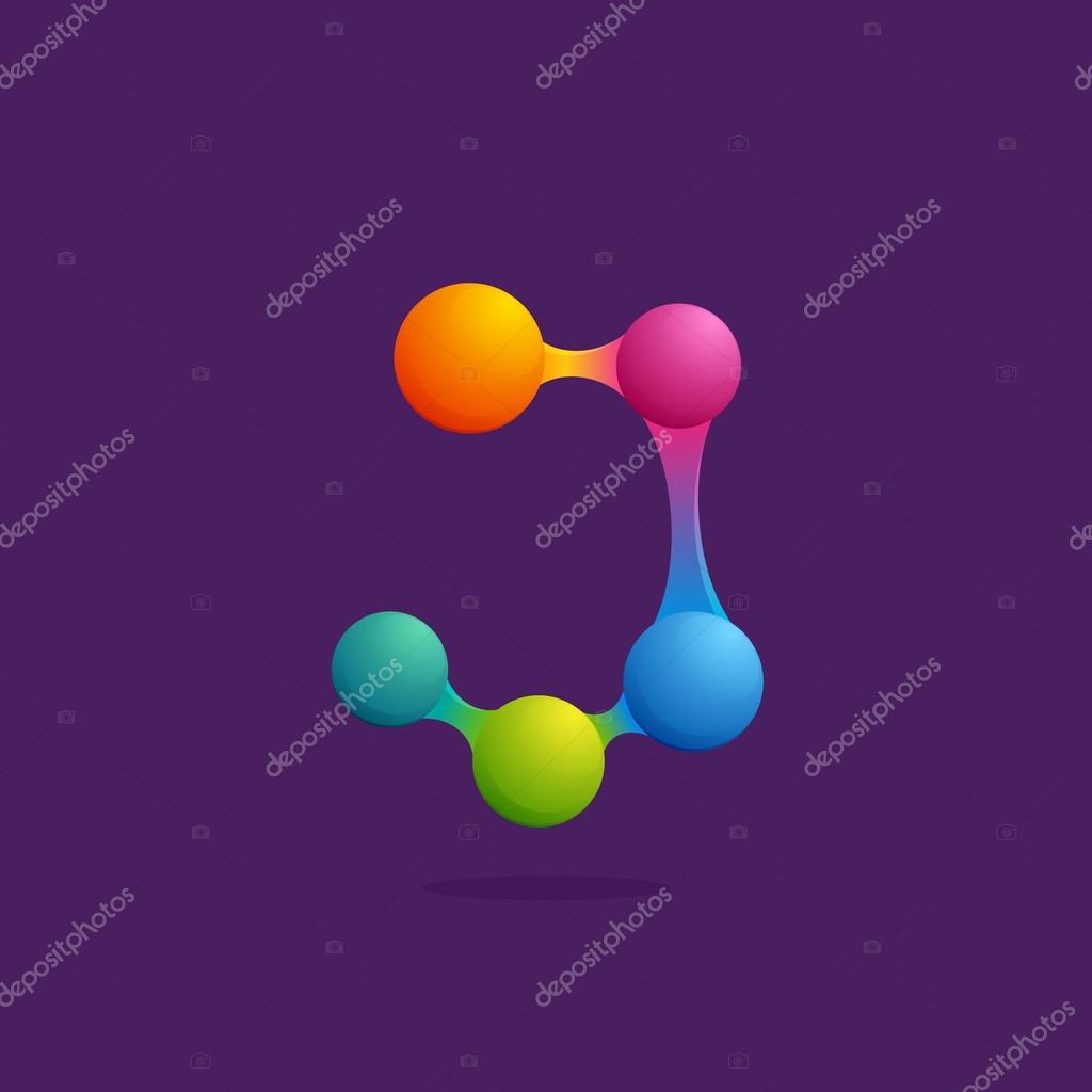 Letter J logo with colorful spheres or dots and lines. Stock Vector ...