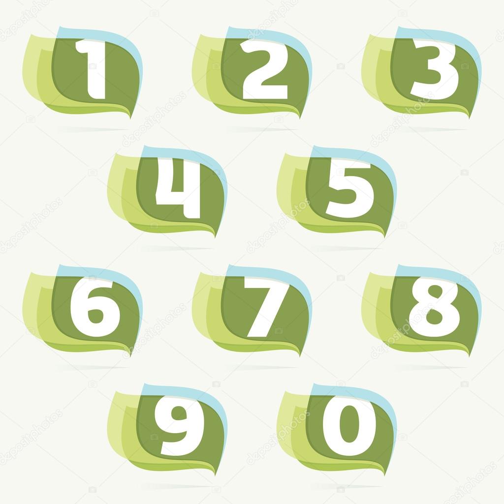 Numbers set logos in leaves or flags icon. Stock Vector Image by ©kaer ...