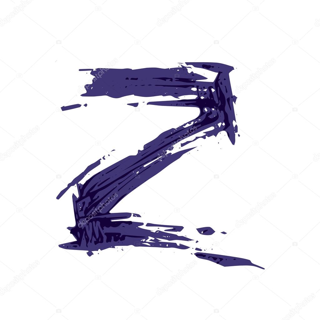 Letra Z logo dibujado a mano con pincel seco. 2023