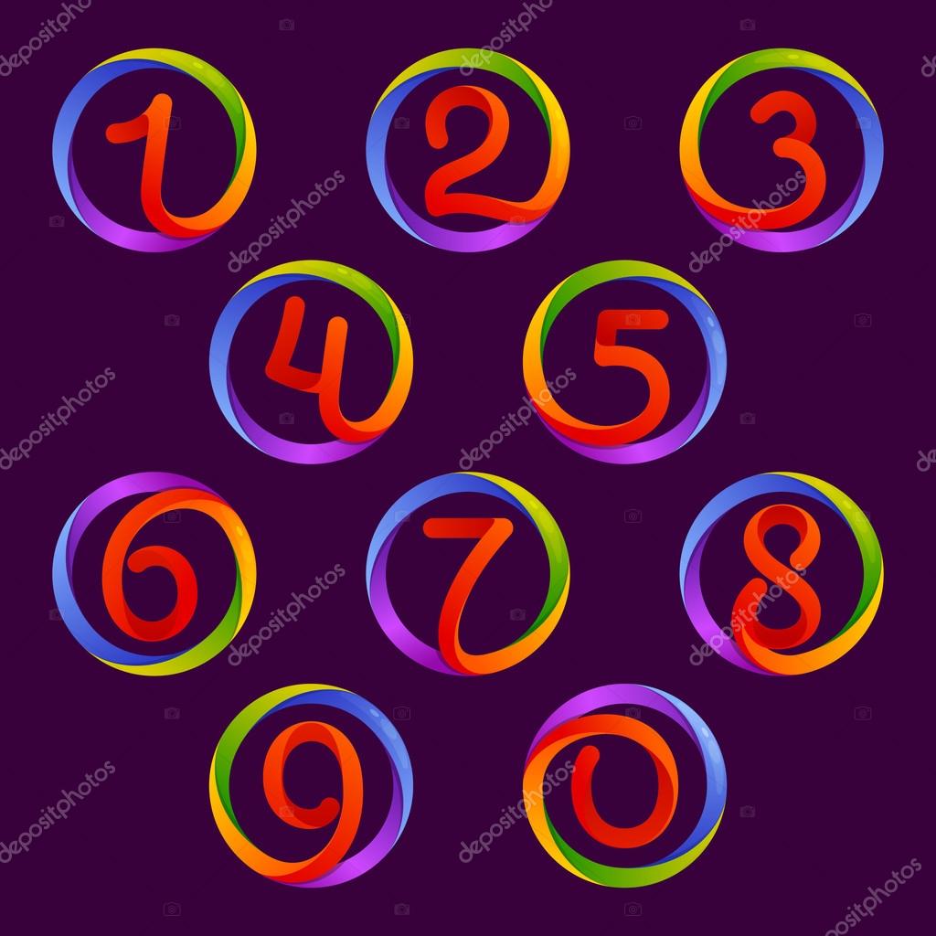 Números definir logotipos em círculo colorido . Vetor de ©kaer_dstock ...