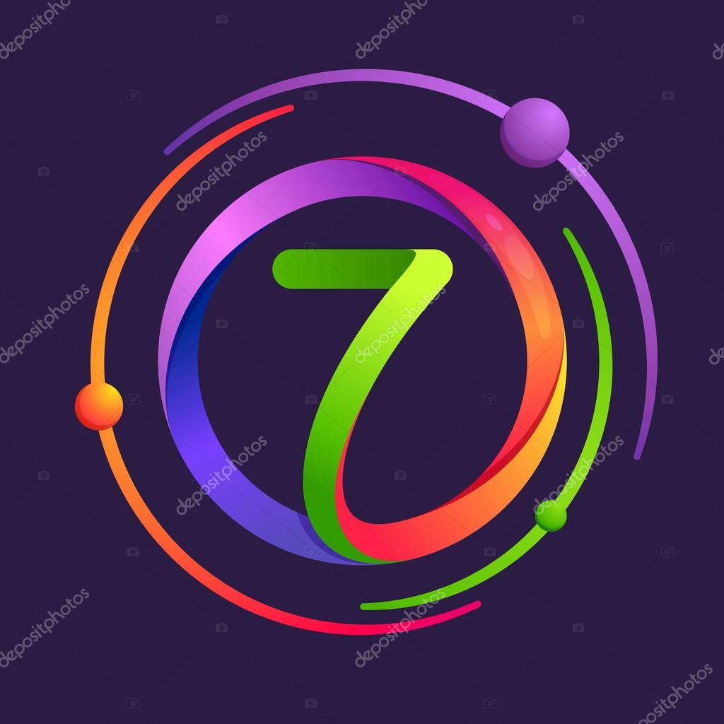 Number seven logo with atoms orbits. Stock Vector by ©kaer_dstock 116589820