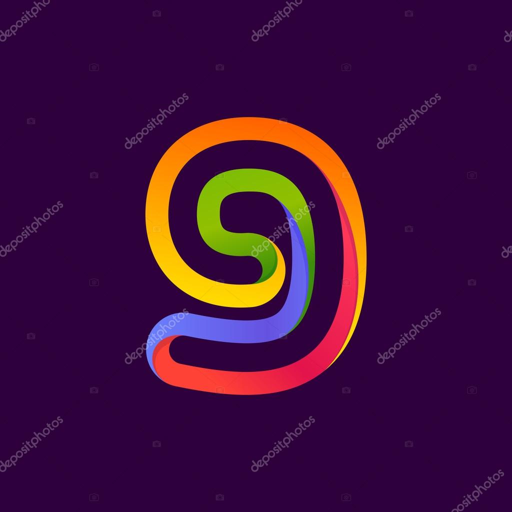 Number nine logo formed by colorful neon line. Stock Vector Image by ...