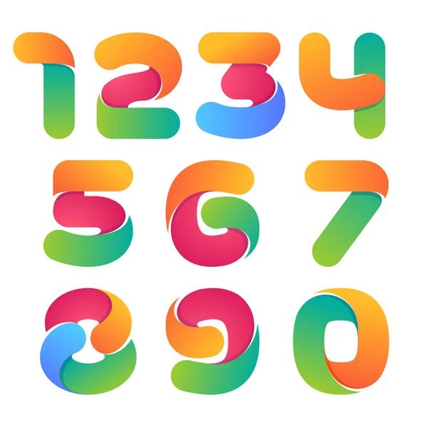 Numbers Set Swirling Loop Circle Negative Space Style Icon Colorful ...