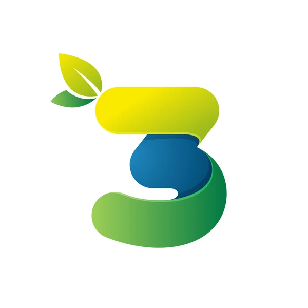 Number three logo with green leaves. Stock Vector by ©kaer_dstock 118914368