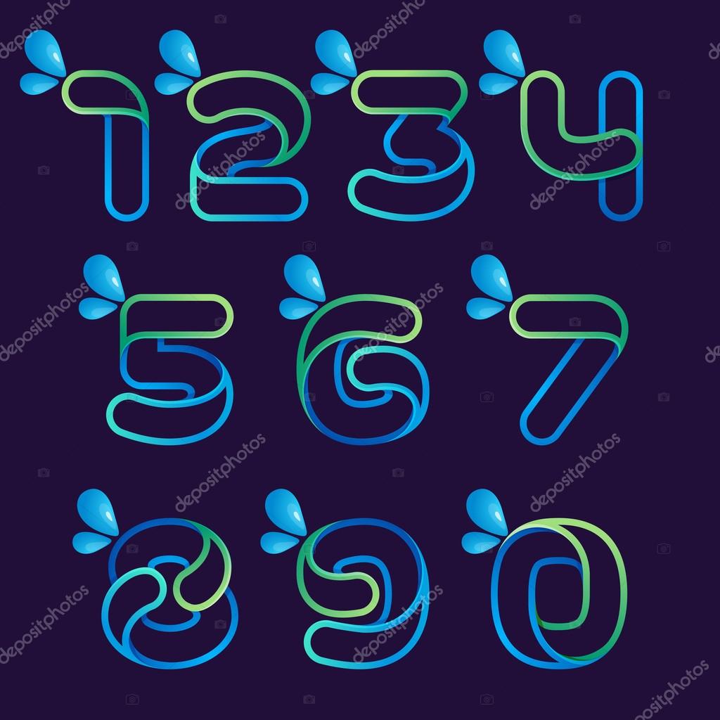 Numbers set logos with water waves and drops. Stock Vector Image by ...