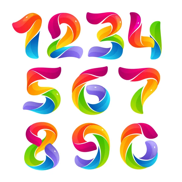 Numbers set logos at colorful multicolor splash background. Stock ...