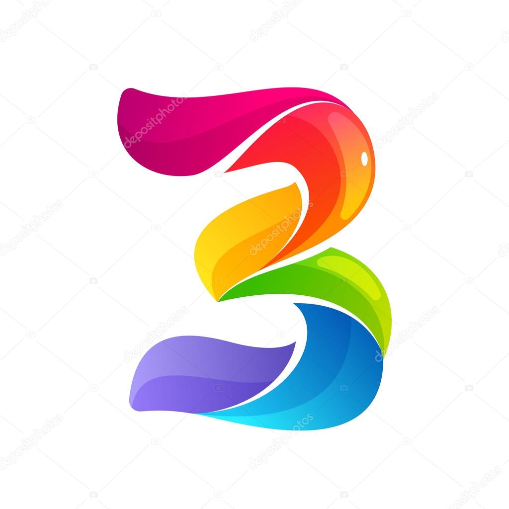 Number three logo formed by colorful twisted lines. Stock Vector by ...