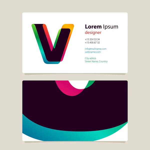 Business card template design with overlay R logo. Stock Vector Image ...