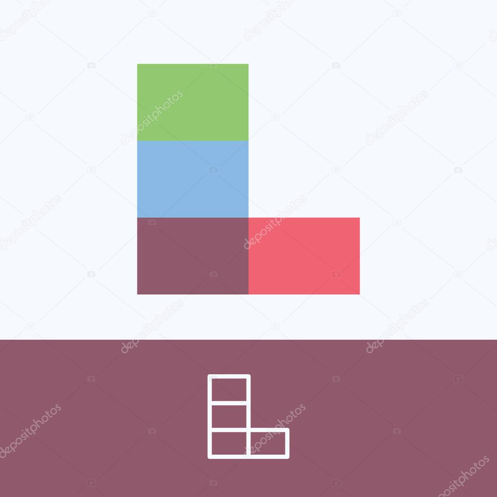 Logotipo de letra L hecha de bloques de patrones con colores bastante ...