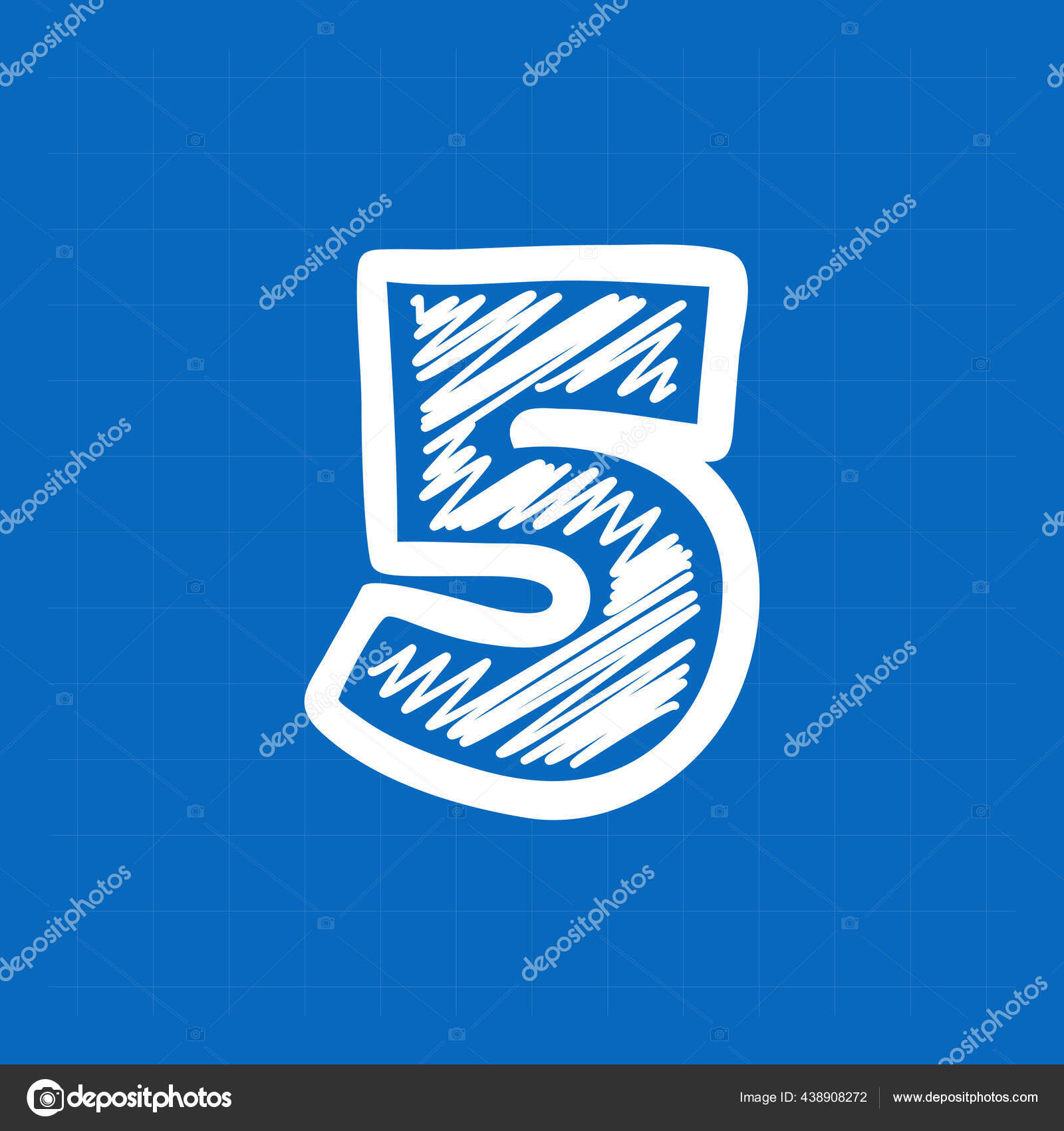 Number Five Logo Blueprint Paper Background Perfect Font Sketch Design ...