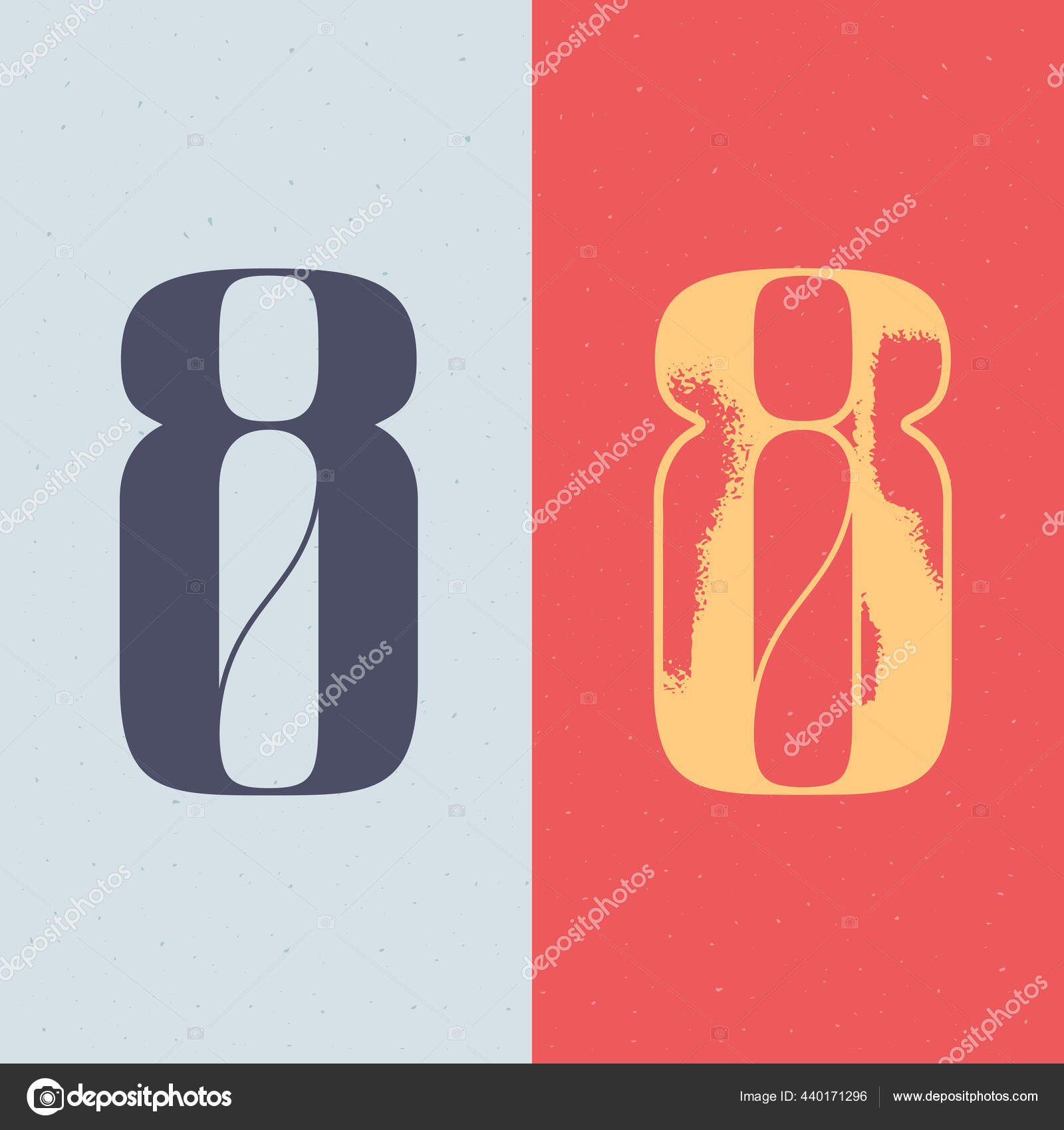 Number Eight Logo Serif Style Set Elegant Line Decoration Vector Stock ...