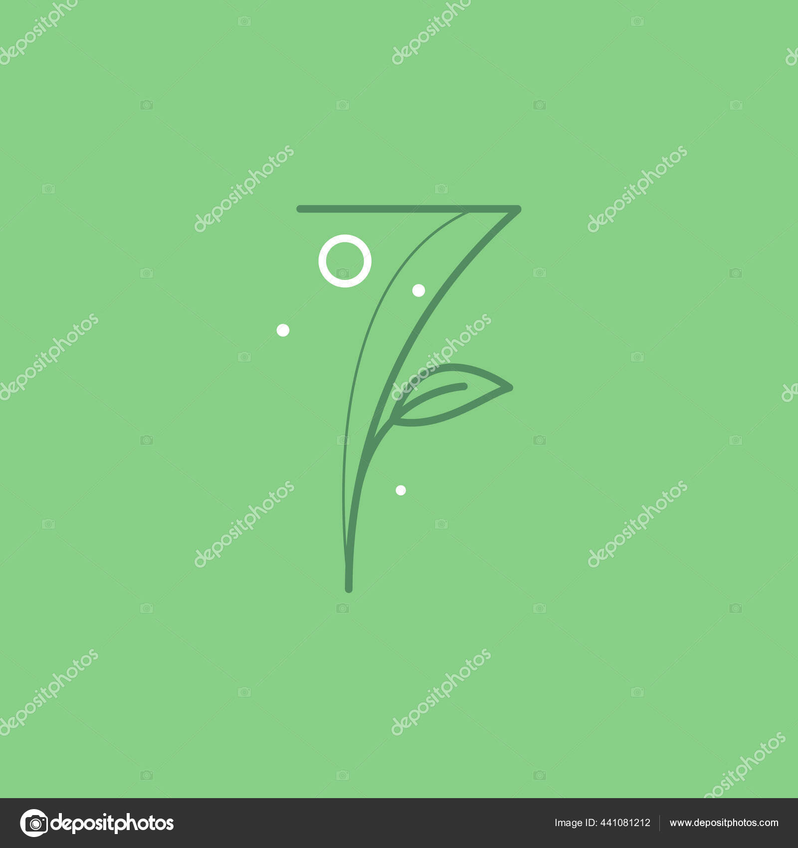 Number Seven Logo Graceful Moon Stars Leaves Decoration Perfect Use ...