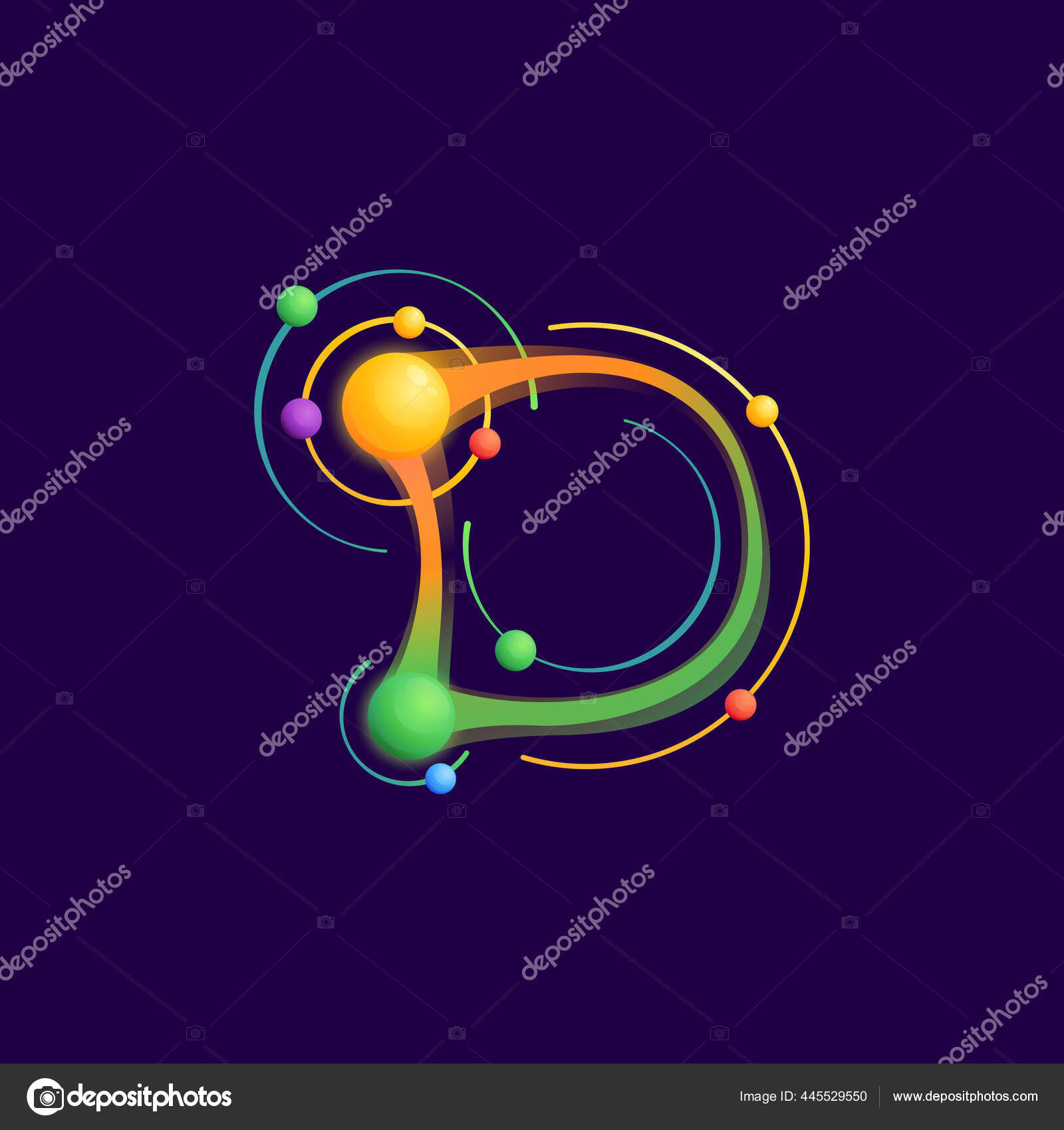 Logotipo Letra Con Órbitas Átomos Icono Vívido Vectorial Perfecto Para ...