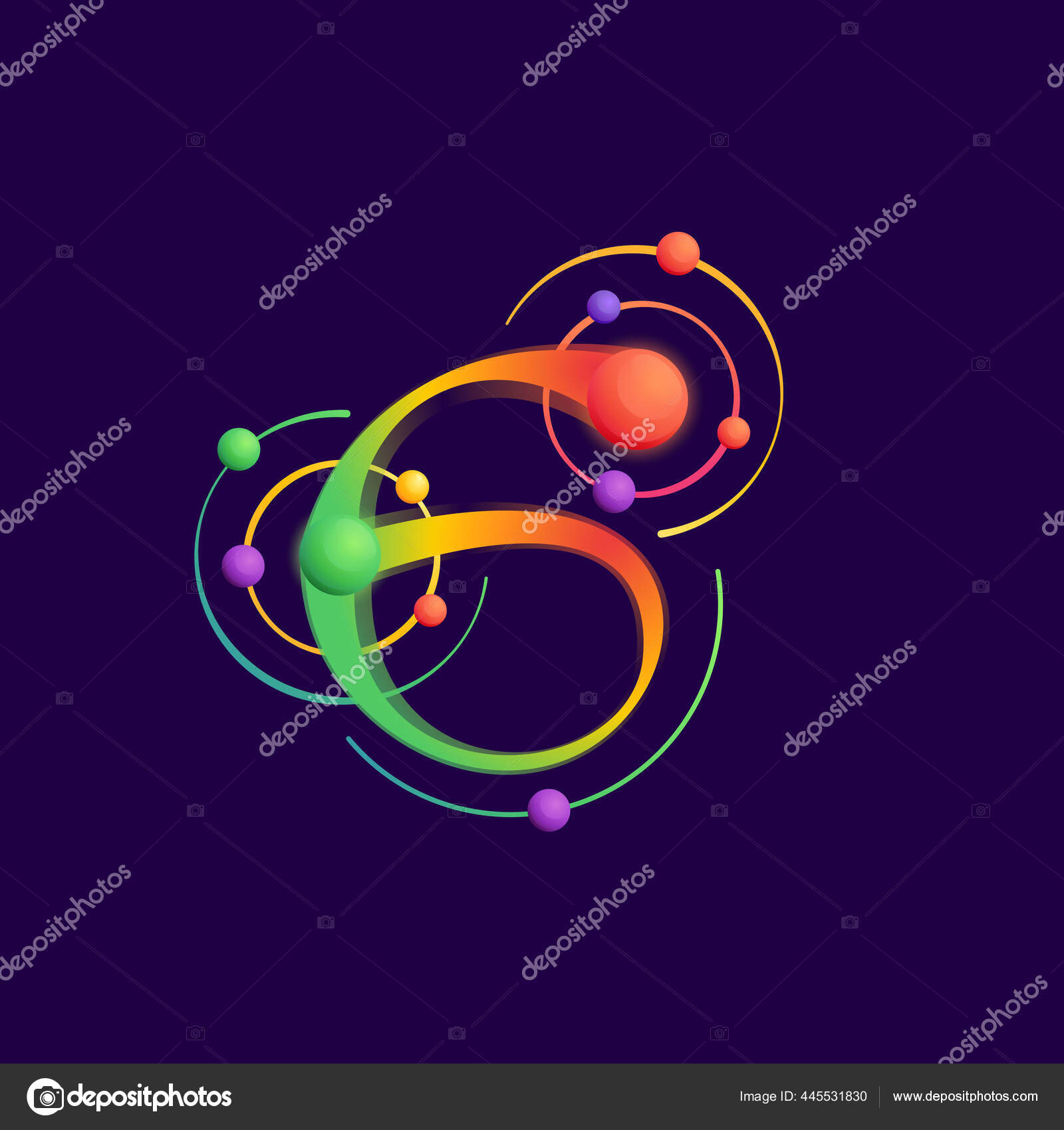 Number Six Logo Atoms Orbits Vector Vivid Icon Perfect Use Stock Vector ...