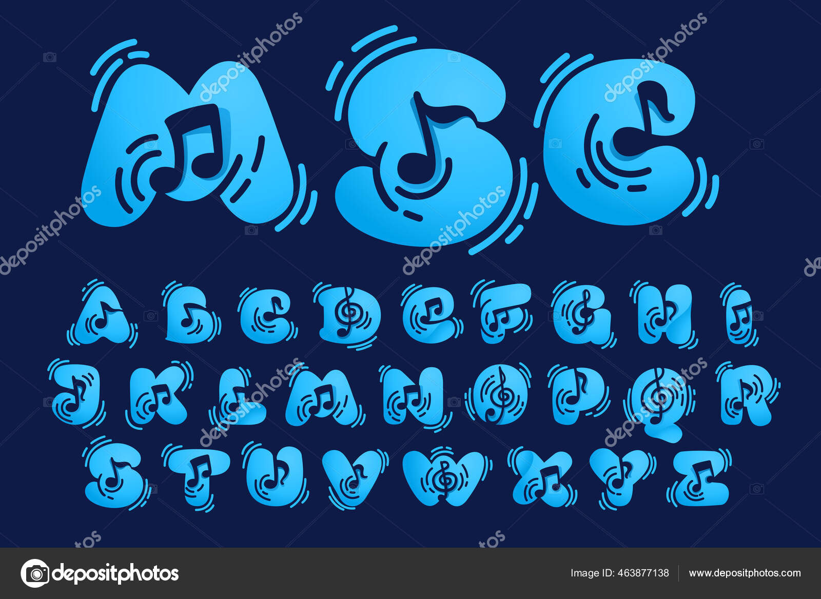 Alphabet Musical Notes Vector Negative Space Style Icon Sound Media ...