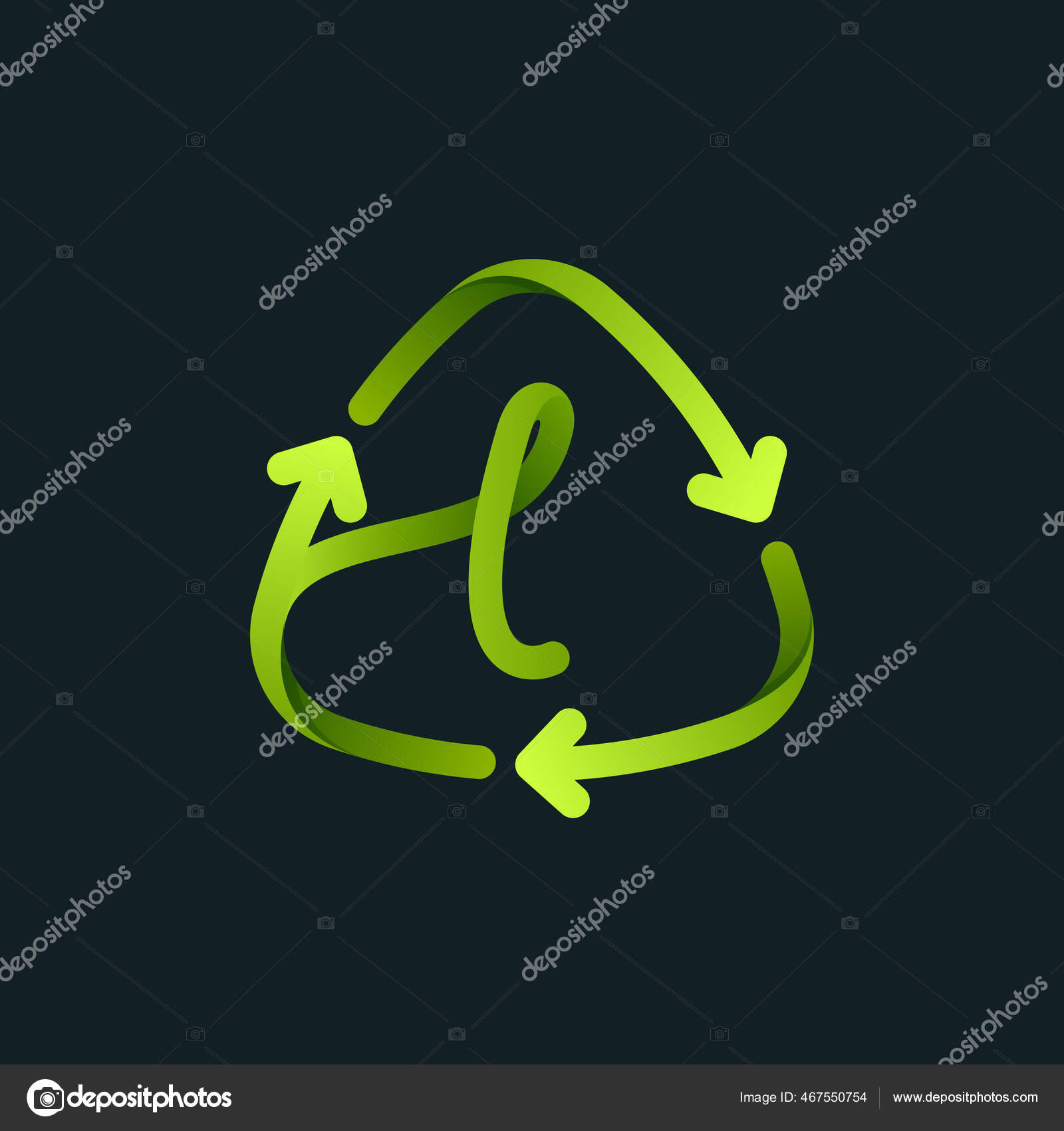 Recycling Symbol Letter Line Logo Green Reuse Sign Rotating Arrows ...