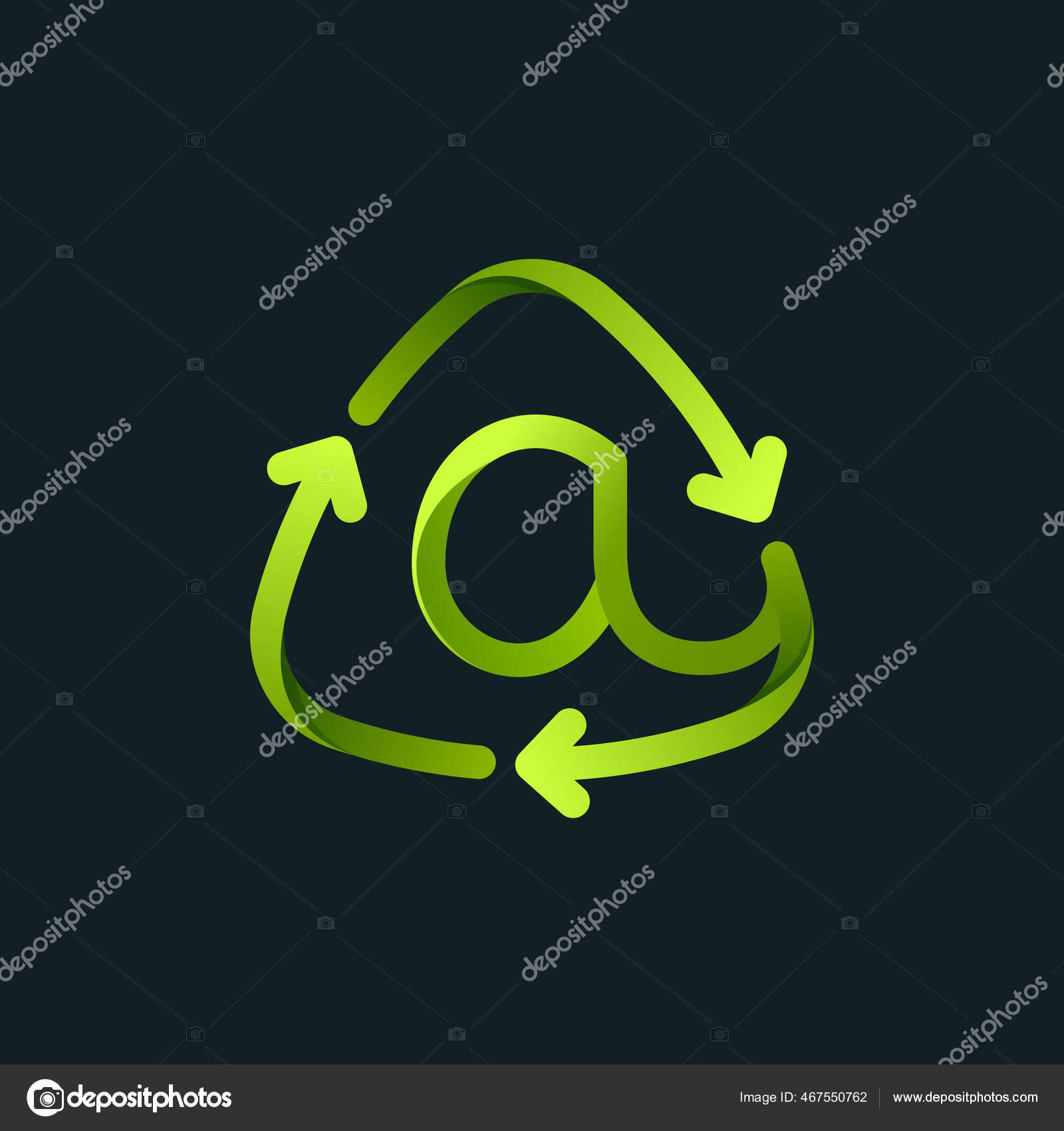 Recycling Symbol Letter Line Logo Green Reuse Sign Rotating Arrows ...