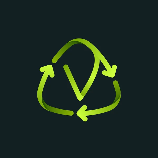 Recycling Symbol Letter Line Logo Green Reuse Sign Rotating Arrows ...