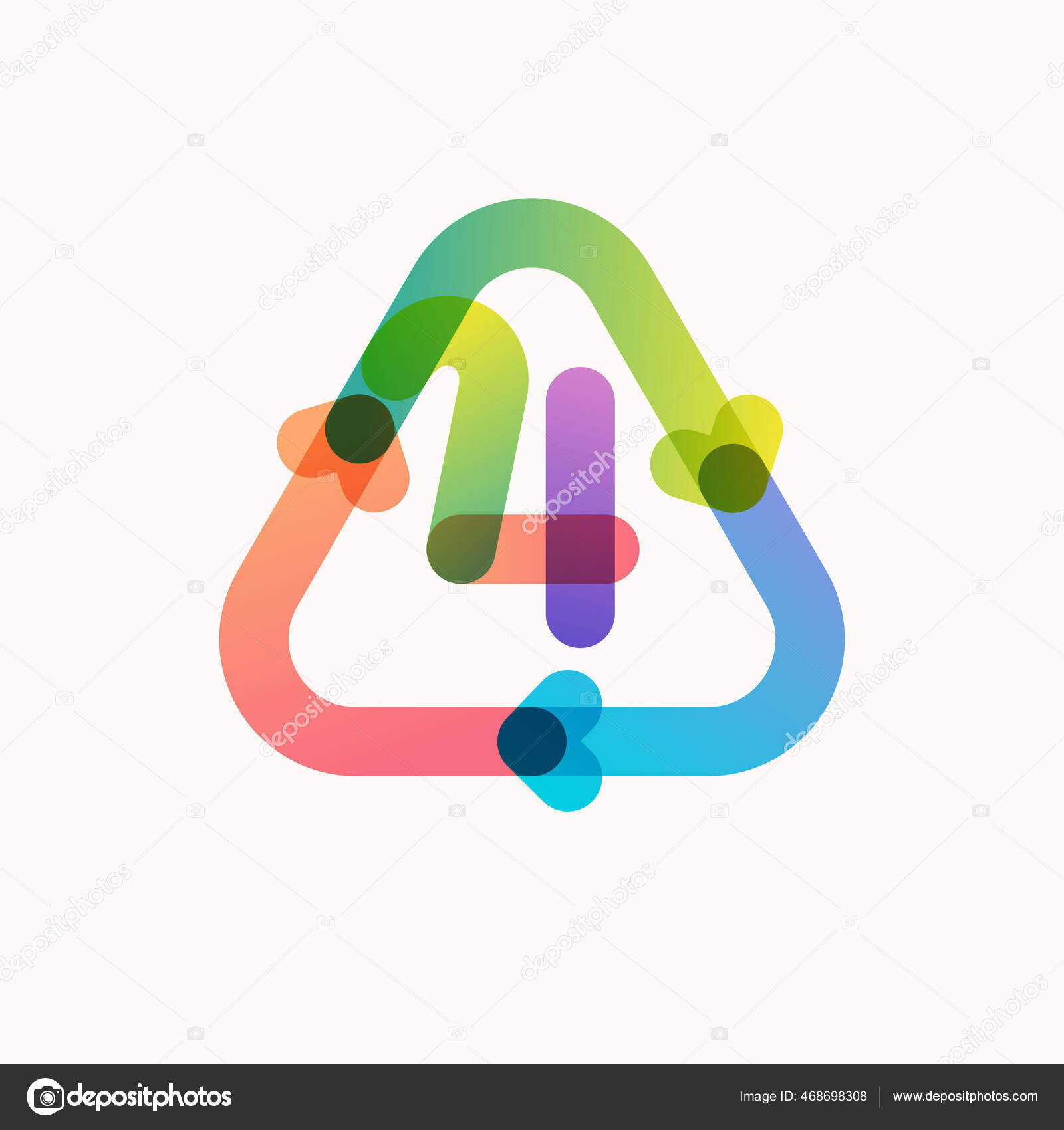 Nummer Vier Logo Innerhalb Dreieckig Geformten Recycling Symbol Mit ...
