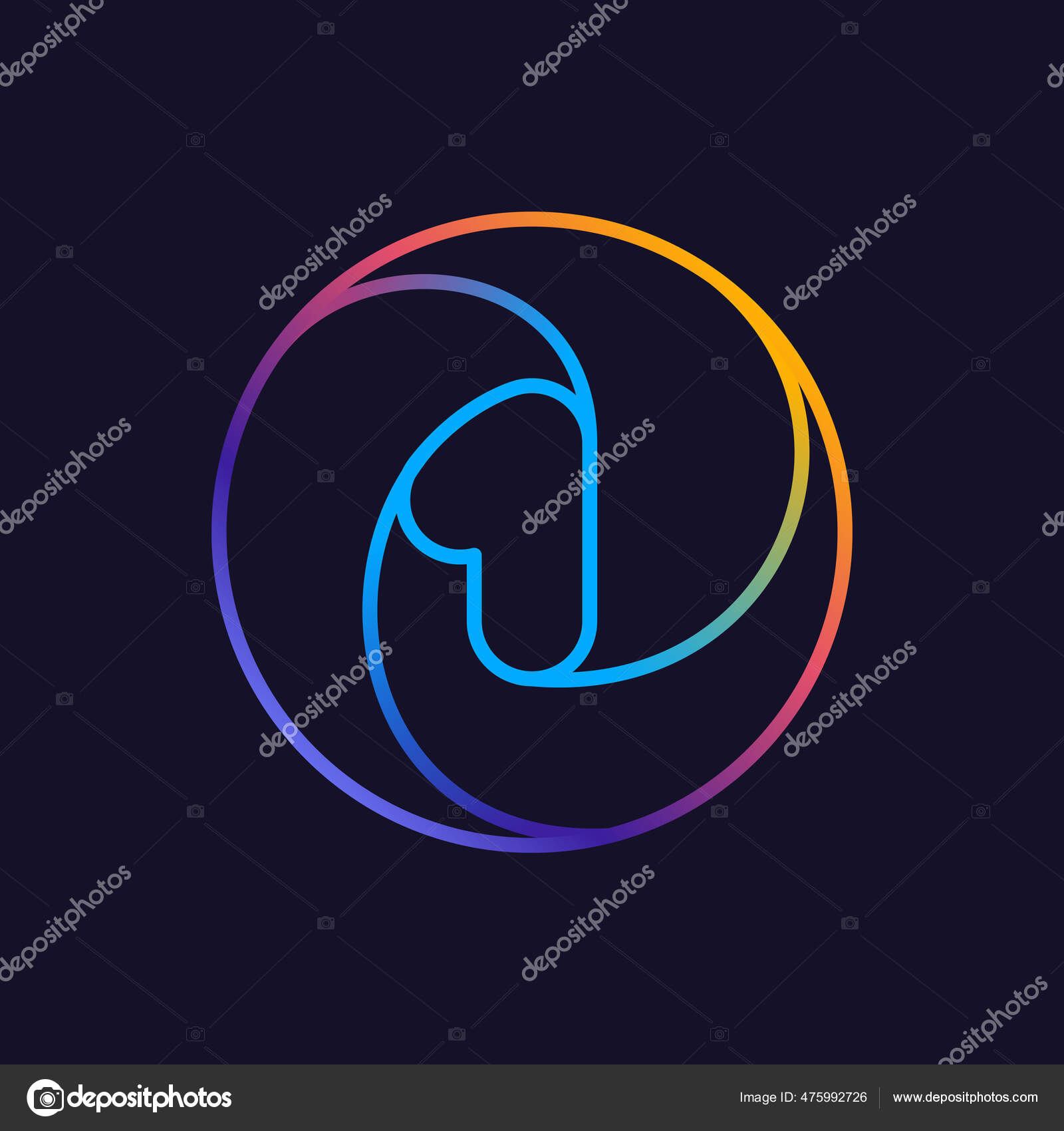 Number One Line Colorful Logo Circle Multicolored Vector Icon Your ...