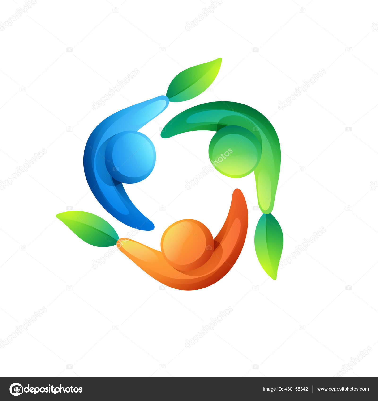 Logo Human Green Leaves Perfect Your Organic Emblem Green Identity ...