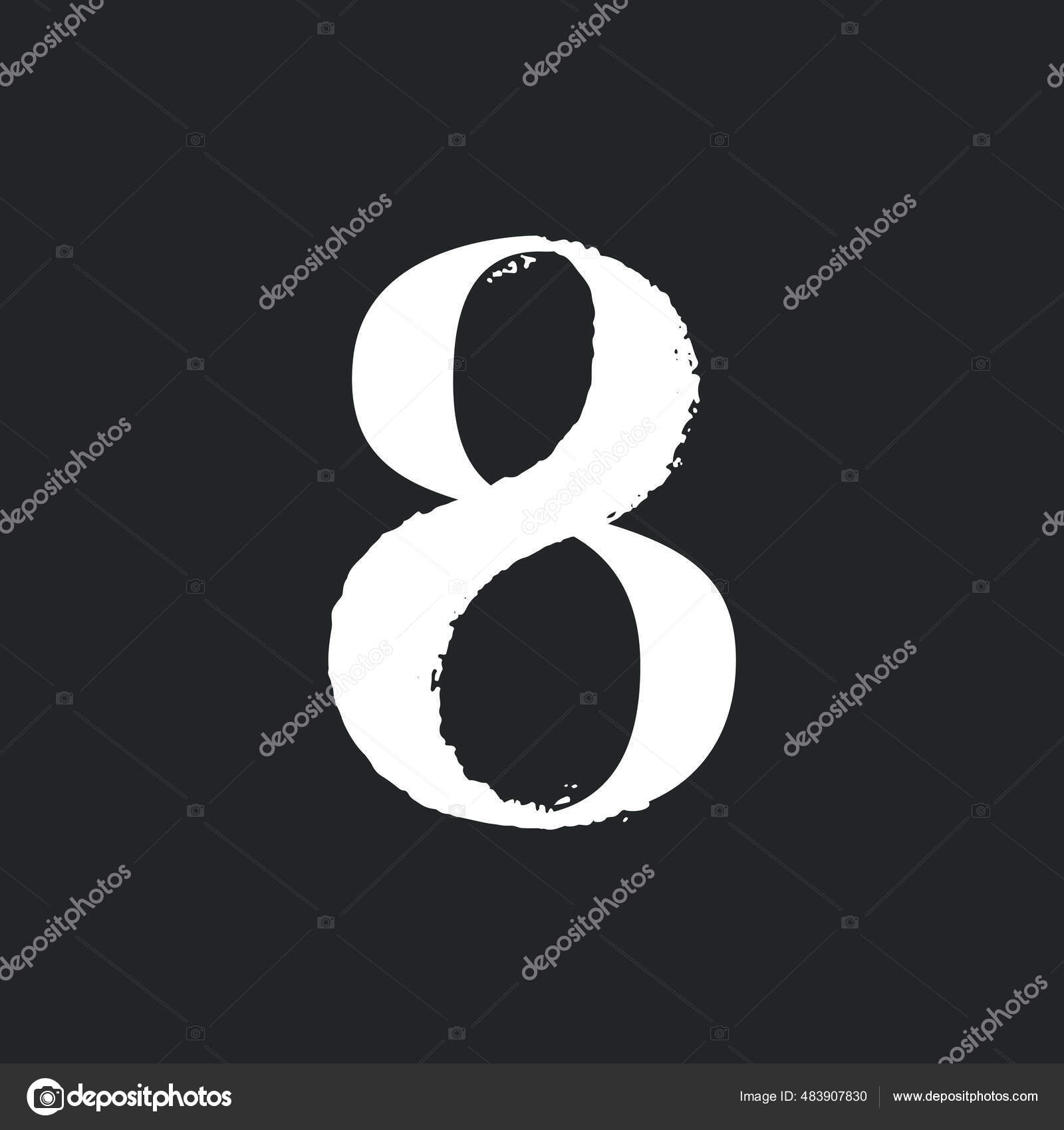 Number Eight Dry Brush Stroke Serif Vintage Font Rough Edges Stock ...