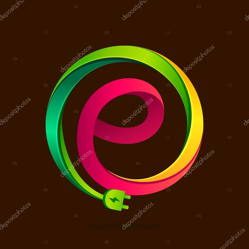 E letter with wire plug icon. Stock Vector Image by ©kaer_dstock #88800046