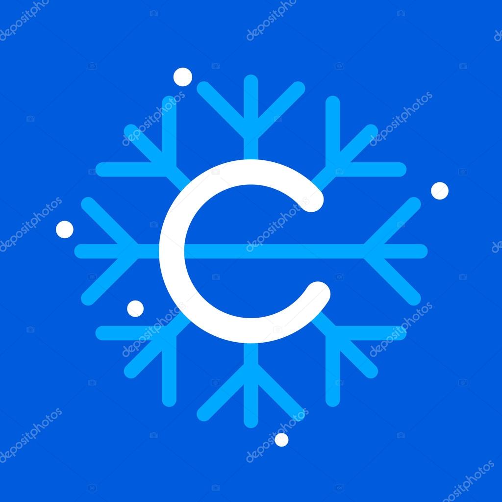 C letter with snowflake icon on the blue background. Stock Vector Image ...