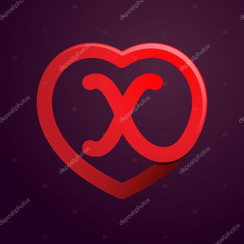 X letter with red heart. Stock Vector Image by ©kaer_dstock #89766904