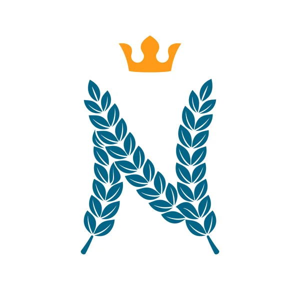 Number nine logo formed by laurel wreath with crown. Stock Vector by ...