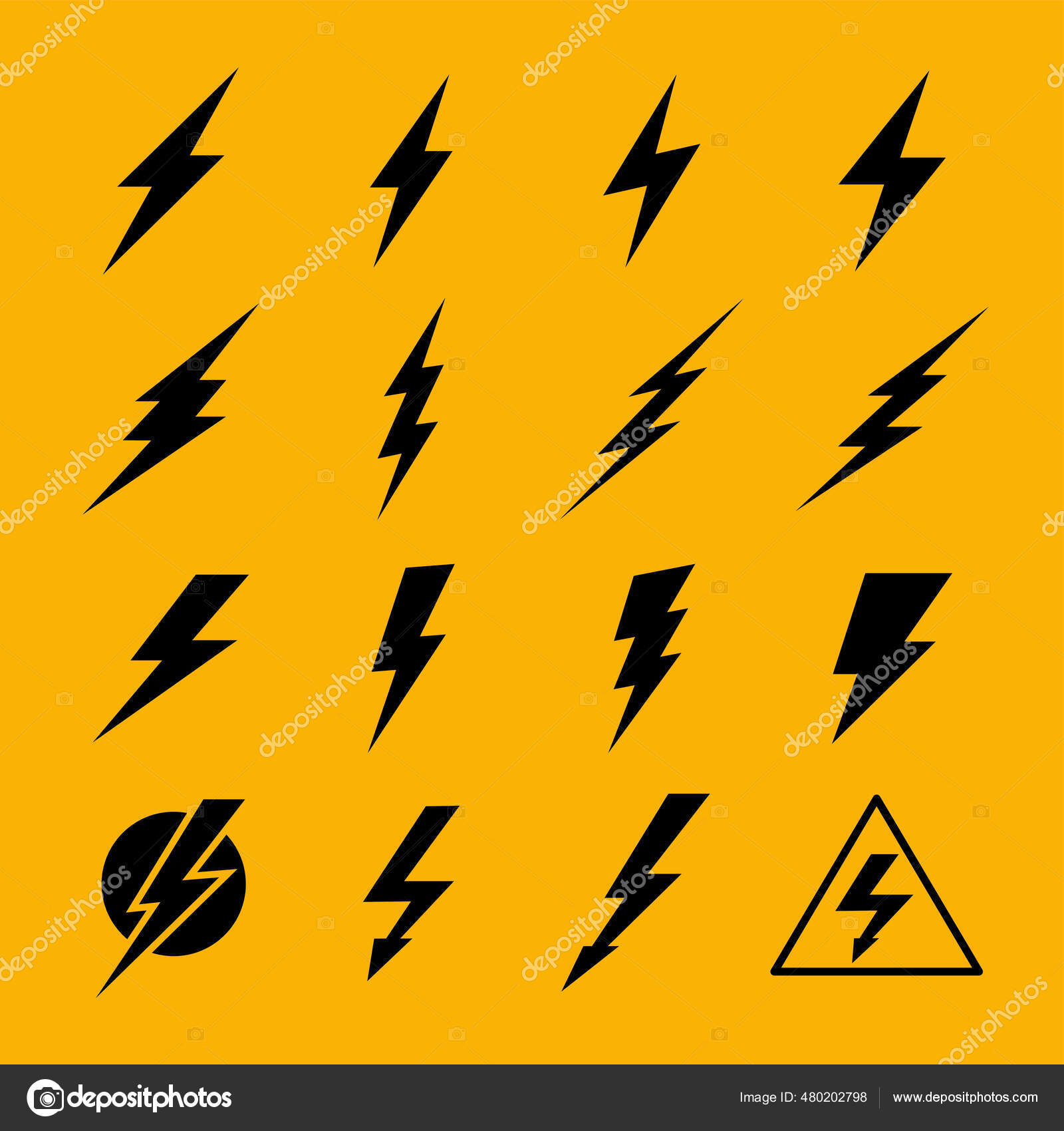 Señalización Rayos Activada Iconos Rayos Símbolos Rayos Pictogramas ...