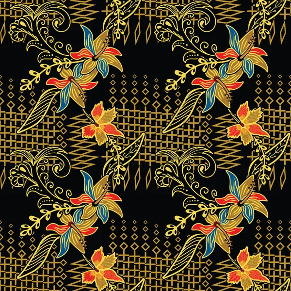 Seamless Pattern Floral Vector Illustration Indonesian Batik Motif ...