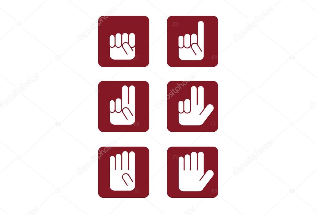 Hand gesture icons showing numbers from zero to five, set no.3 스톡 벡터 ...