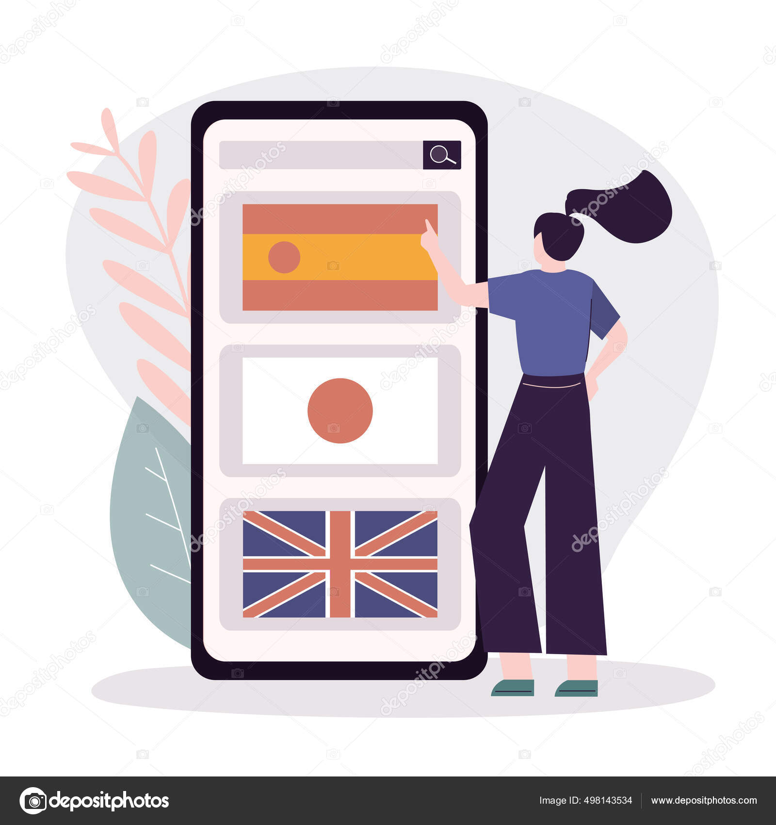 Woman Chooses Foreign Language Study Student Chooses Online Courses Learning Stock Vector by ...