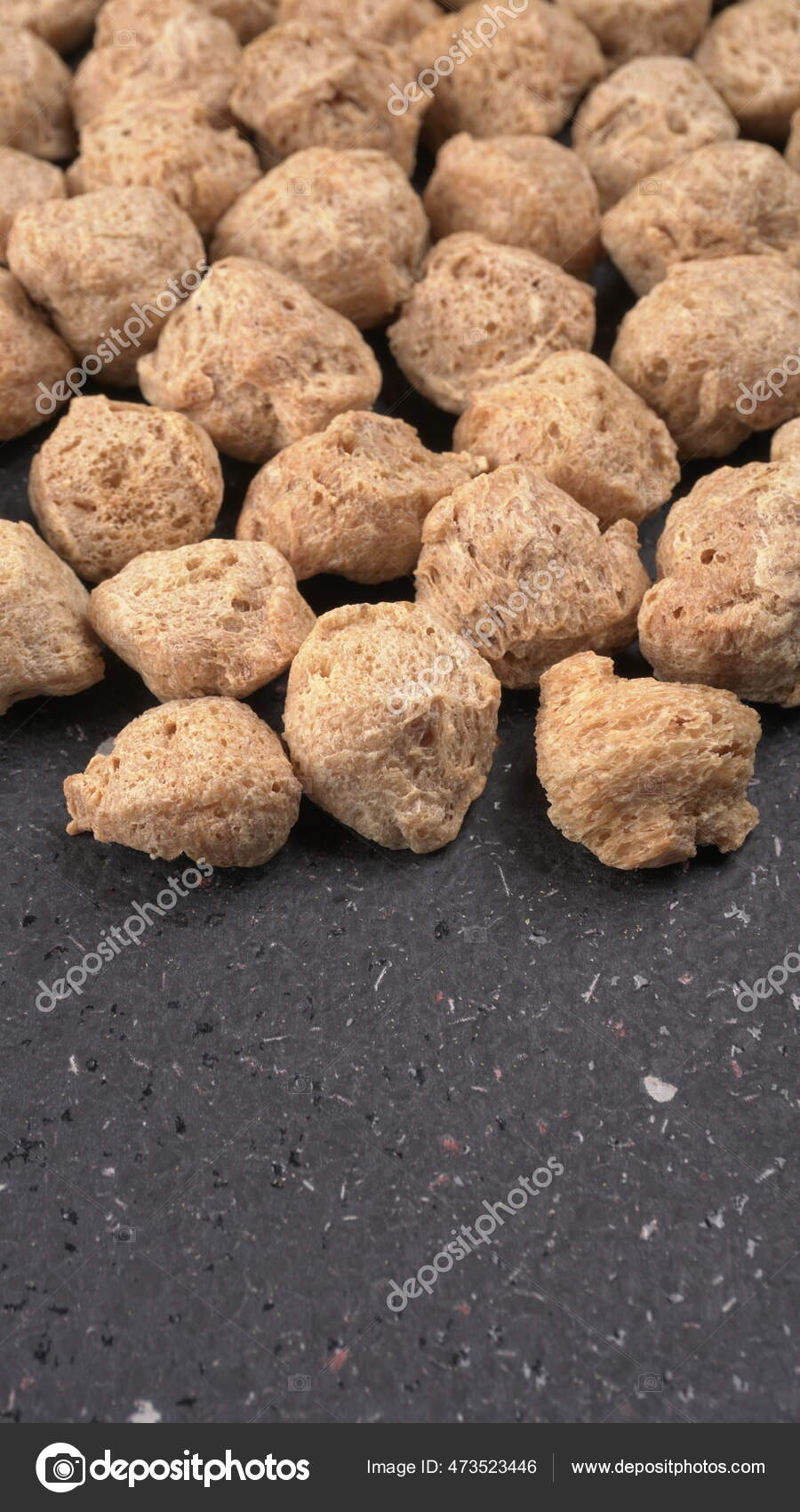 Raw Soya Chunks Wooden Background Healthy Nutritious Soybean Meat ...